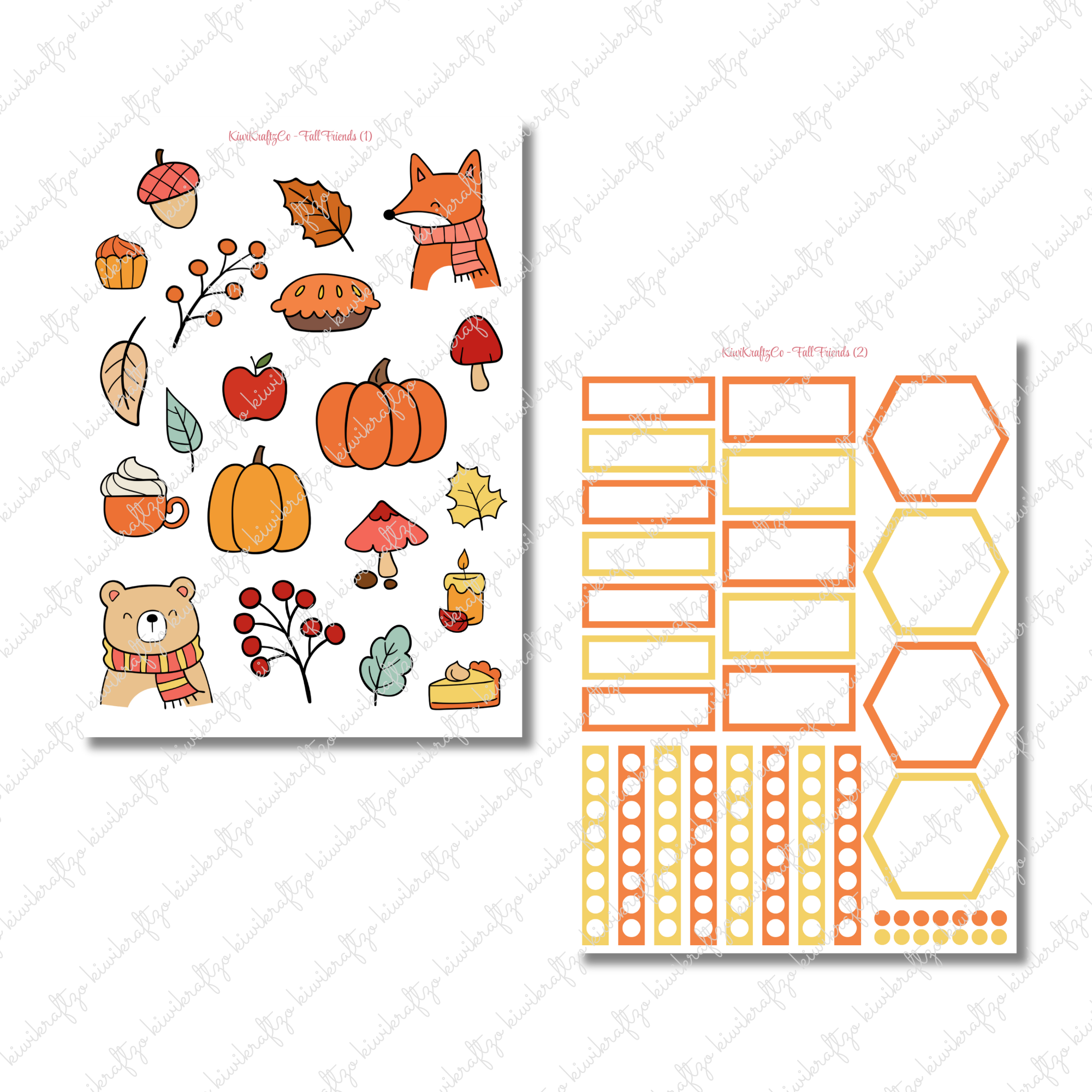 Fall Friends PHYSICAL Sticker Kit - Standard Size – KiwiKraftzCo