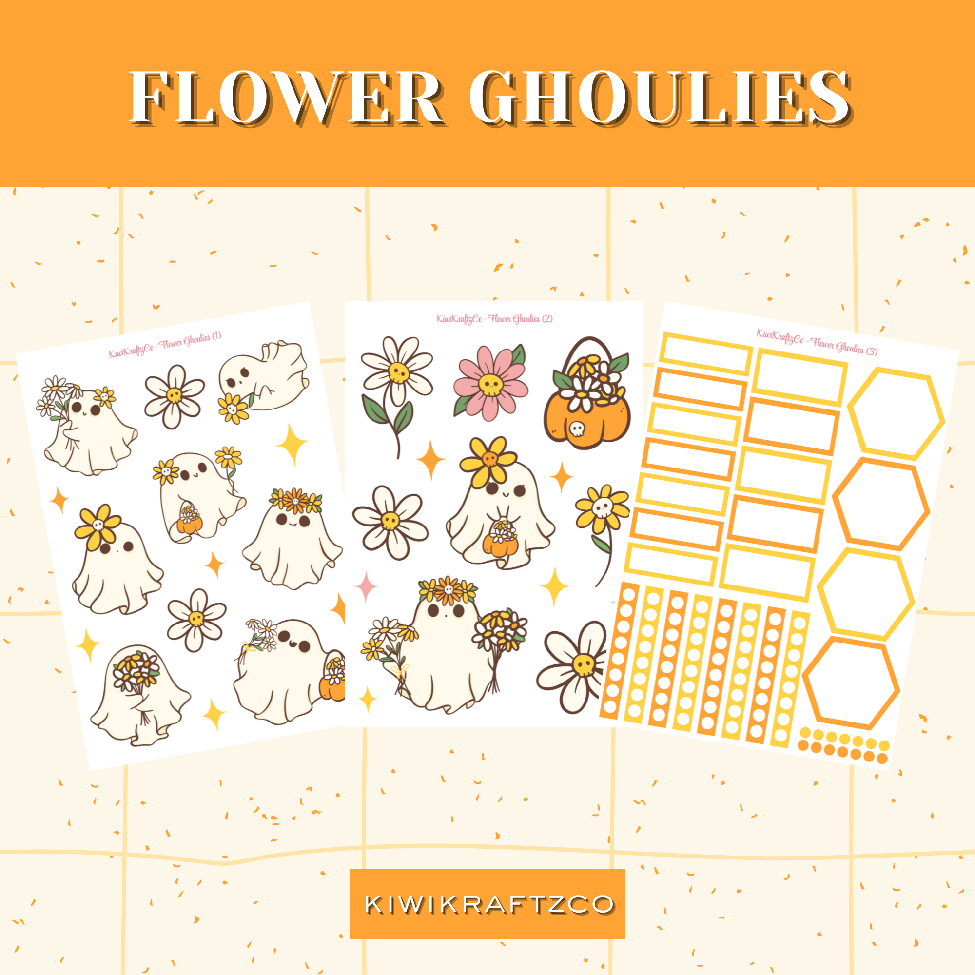 Flower Ghoulies PHYSICAL Sticker Kit - Standard Size – KiwiKraftzCo