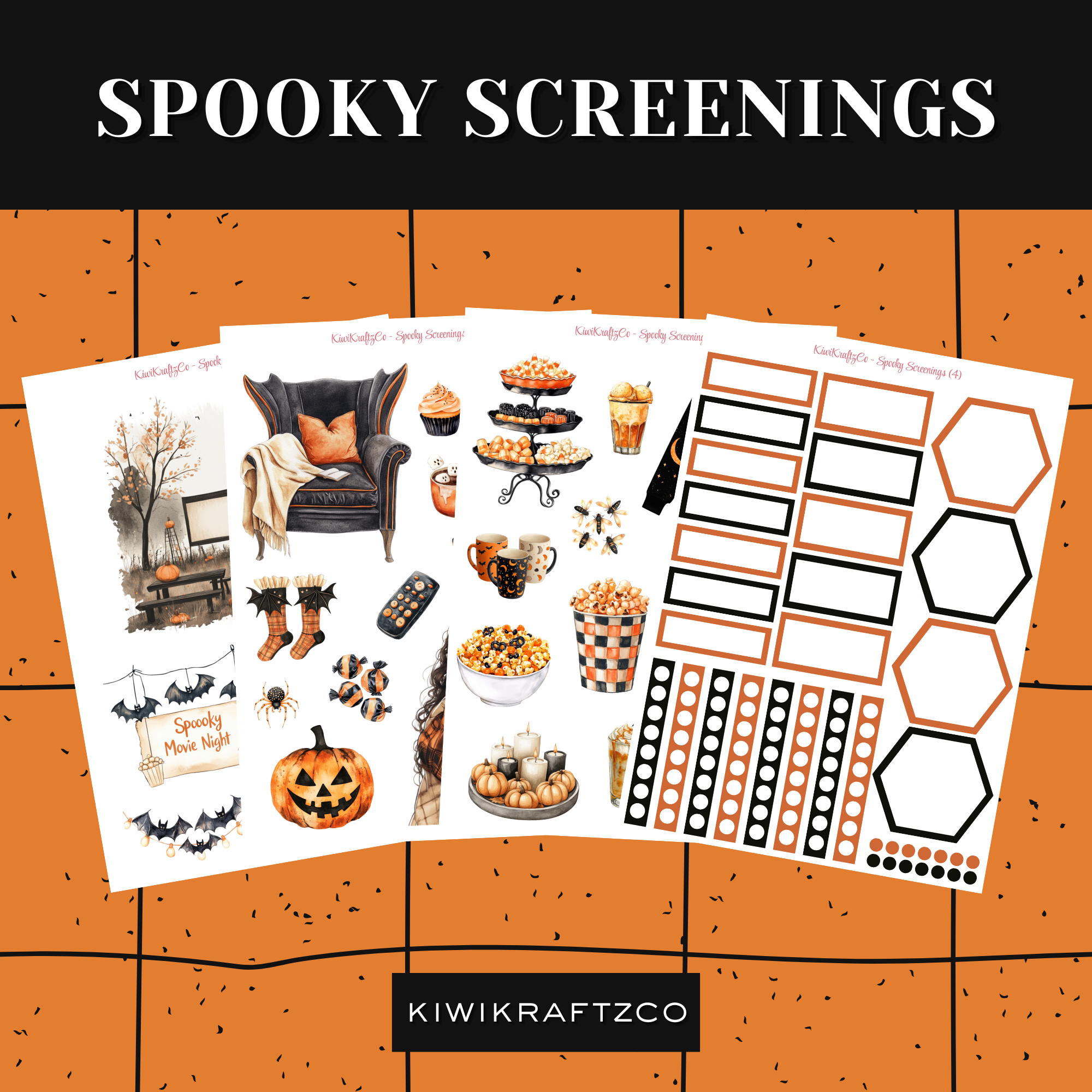 Spooky Screenings PHYSICAL Sticker Kit - Petite Size – KiwiKraftzCo